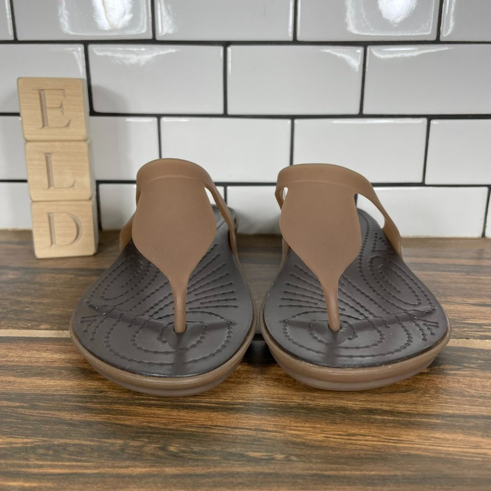 Crocs Rio Flip Thong Slip On Flip Flop Sandals Bronze… - Gem